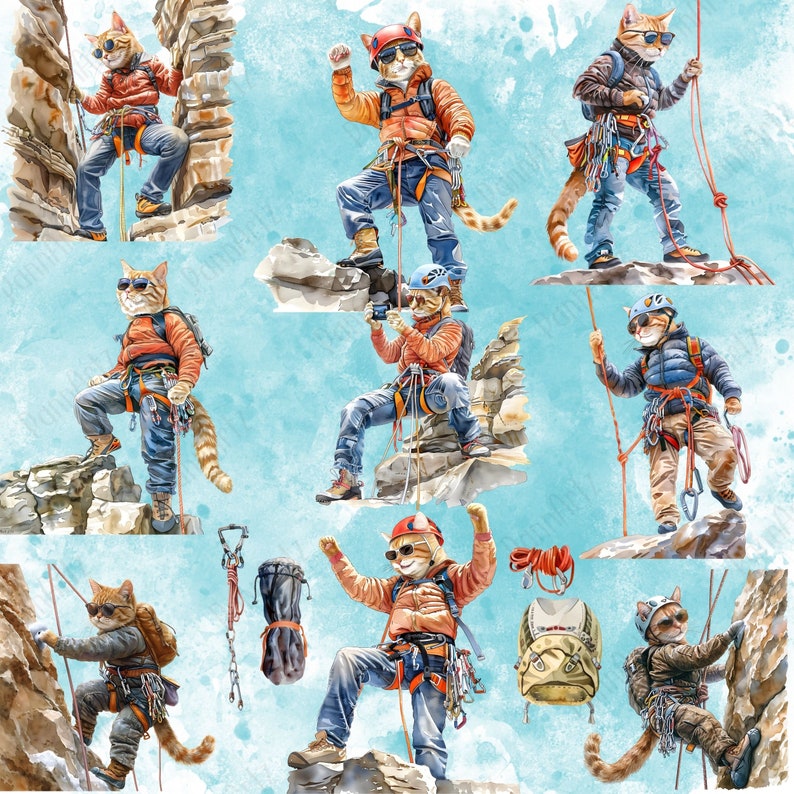Cat Climber Clipart, Transparent PNG, Printable Sticker, Commercial Use ...