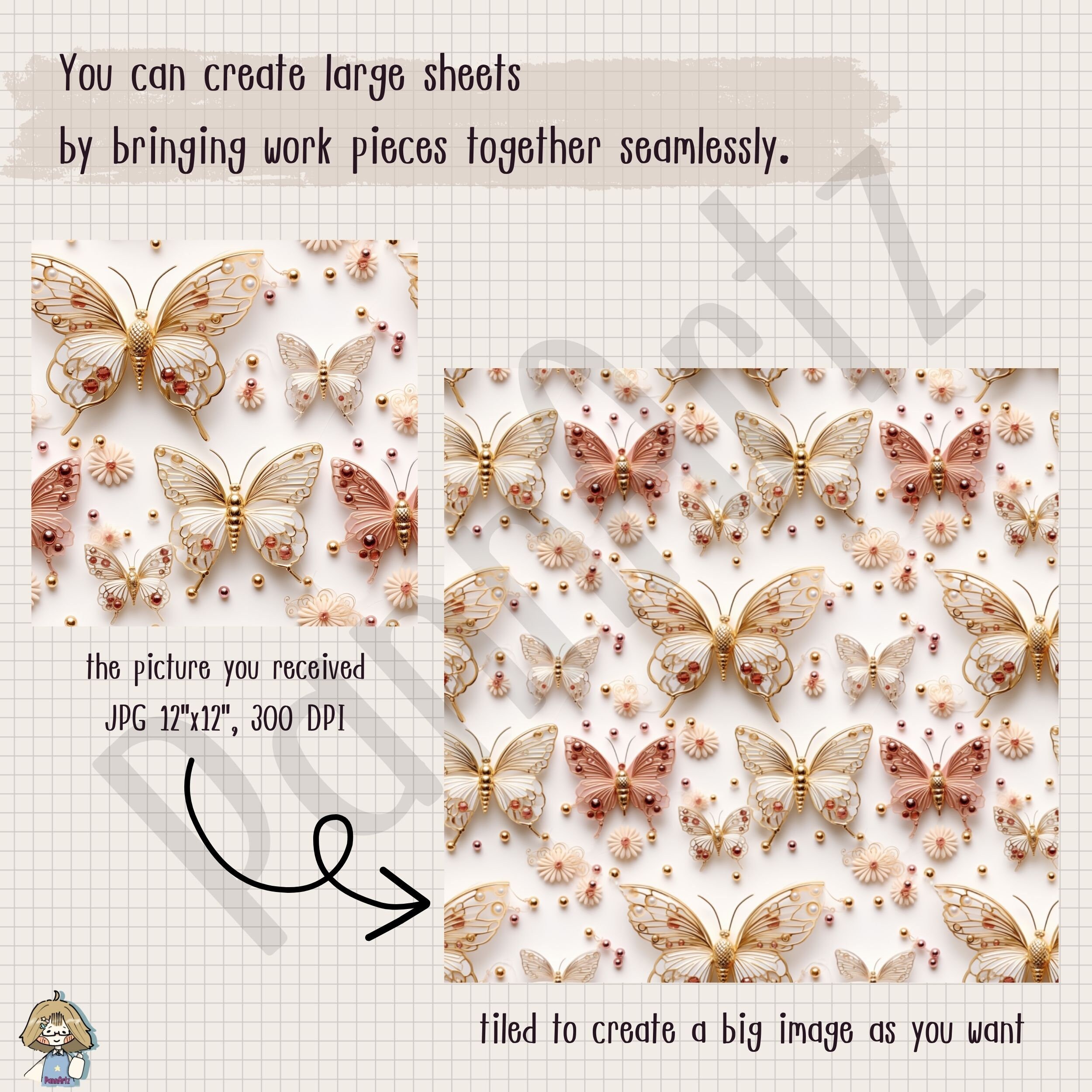 3D Gold Butterfly Seamless Pattern, Butterfly Pattern, Digital Paper ...
