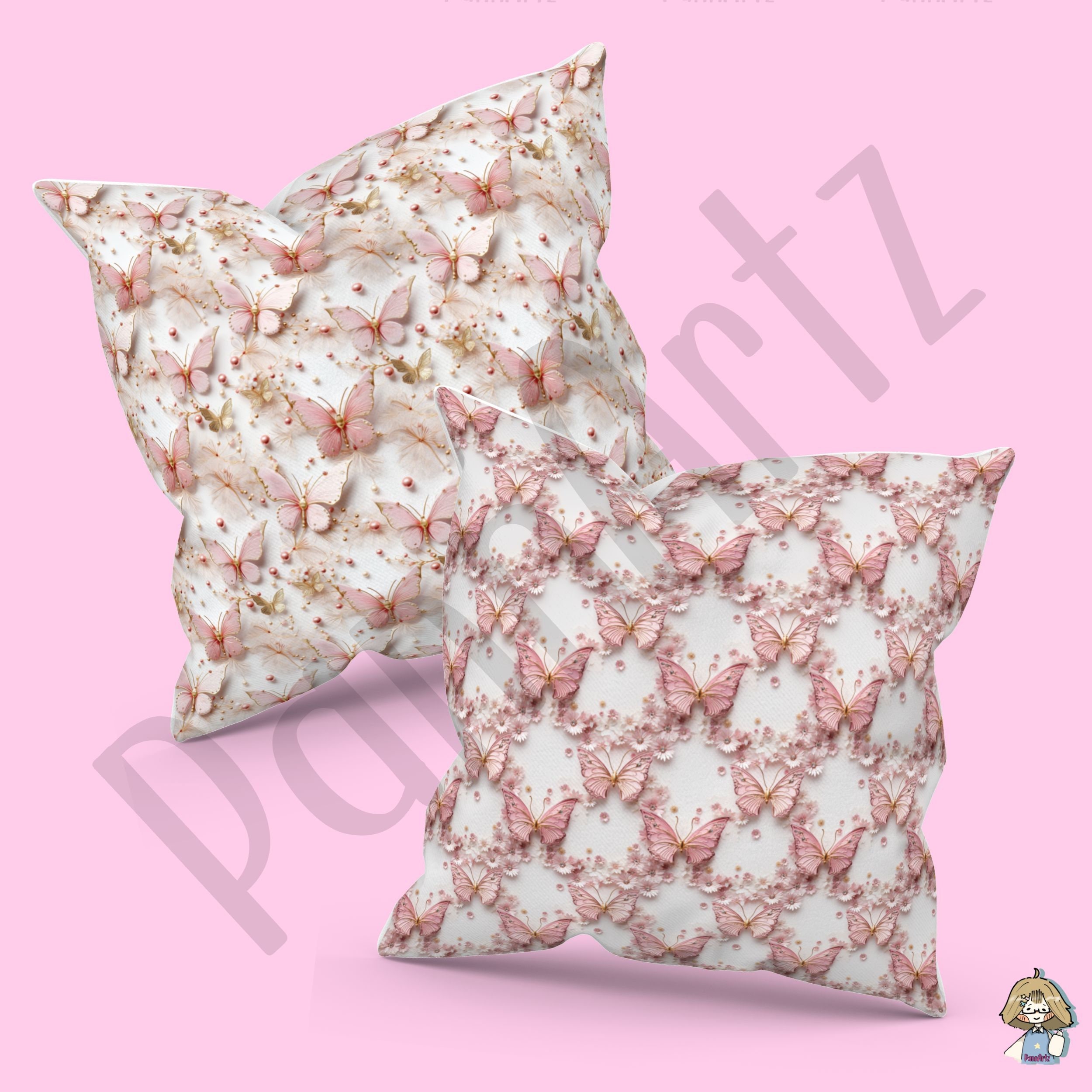 Pink Butterfly Seamless Pattern, Digital Paper, 3D Paper Wrap ...