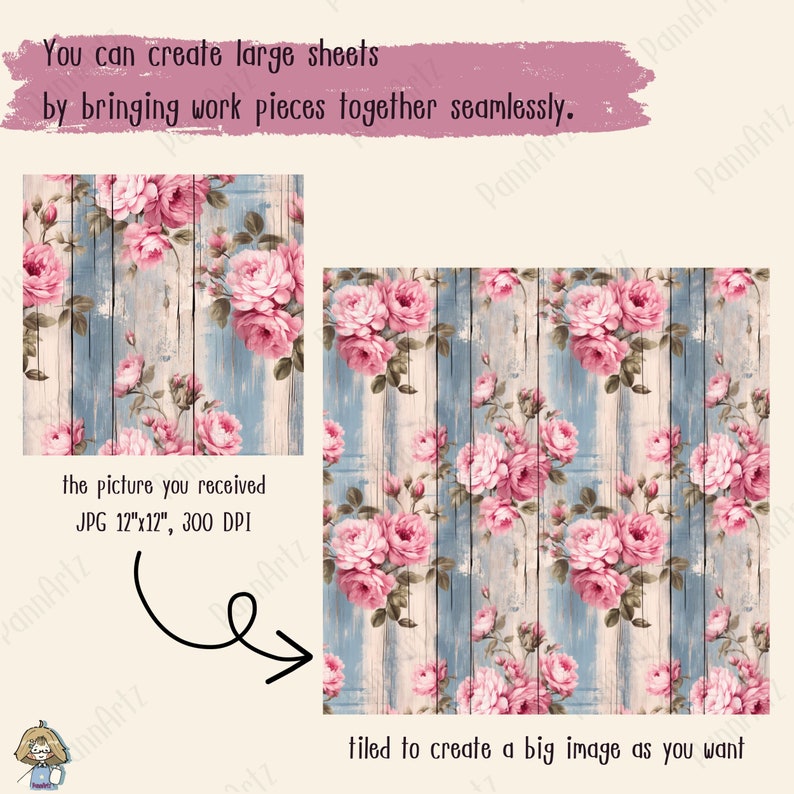 Antique Wood Pink Rose Seamless, Rose Background, Digital Paper Pack ...