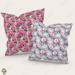 Antique Wood Pink Rose Seamless, Rose Background, Digital Paper Pack ...