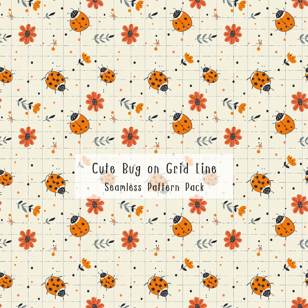 Ladybug and Bee Grid Seamless Pattern for Kids Nursery - Etsy