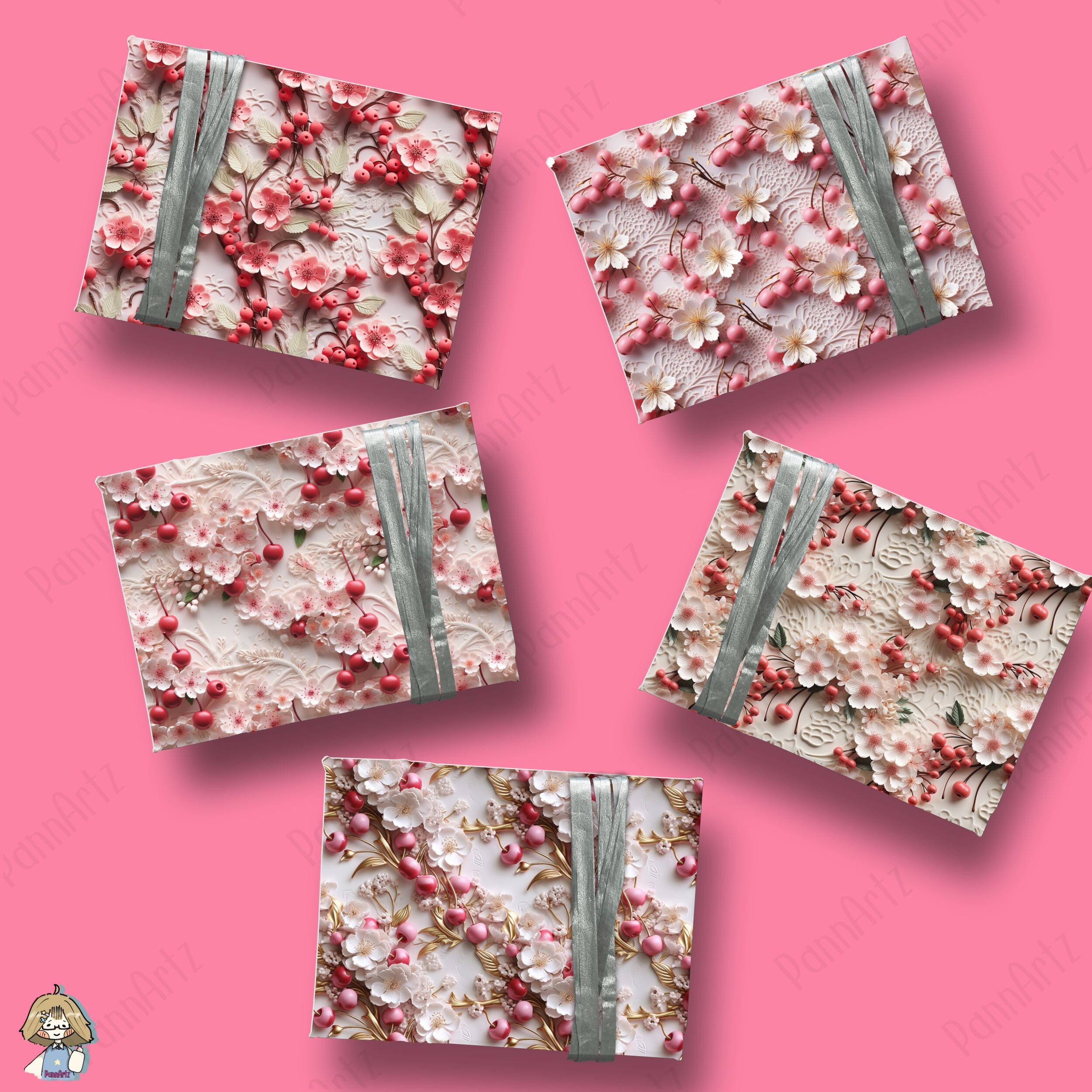 Cherry Seamless Pattern, Berry Background, Digital Paper, Commercial ...