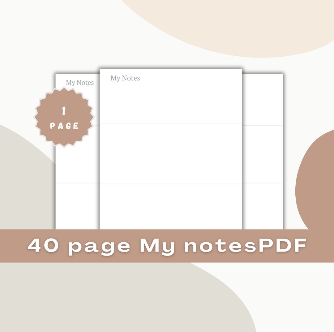 40-page MY NOTES Printable Journal in Pdf Format DIGITAL Downloadable ...