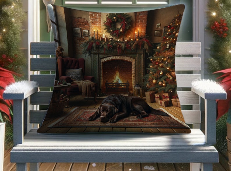 Christmas Chocolate Lab Pillow | Custom 18x18 Throw Pillow for Couch ...