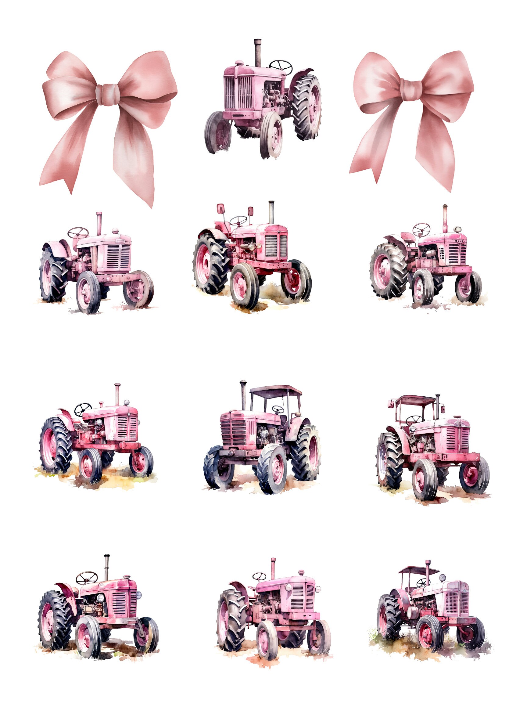 Coquette Rustic Wall Art, Room Decorations, Pink Tractors, Bows ...