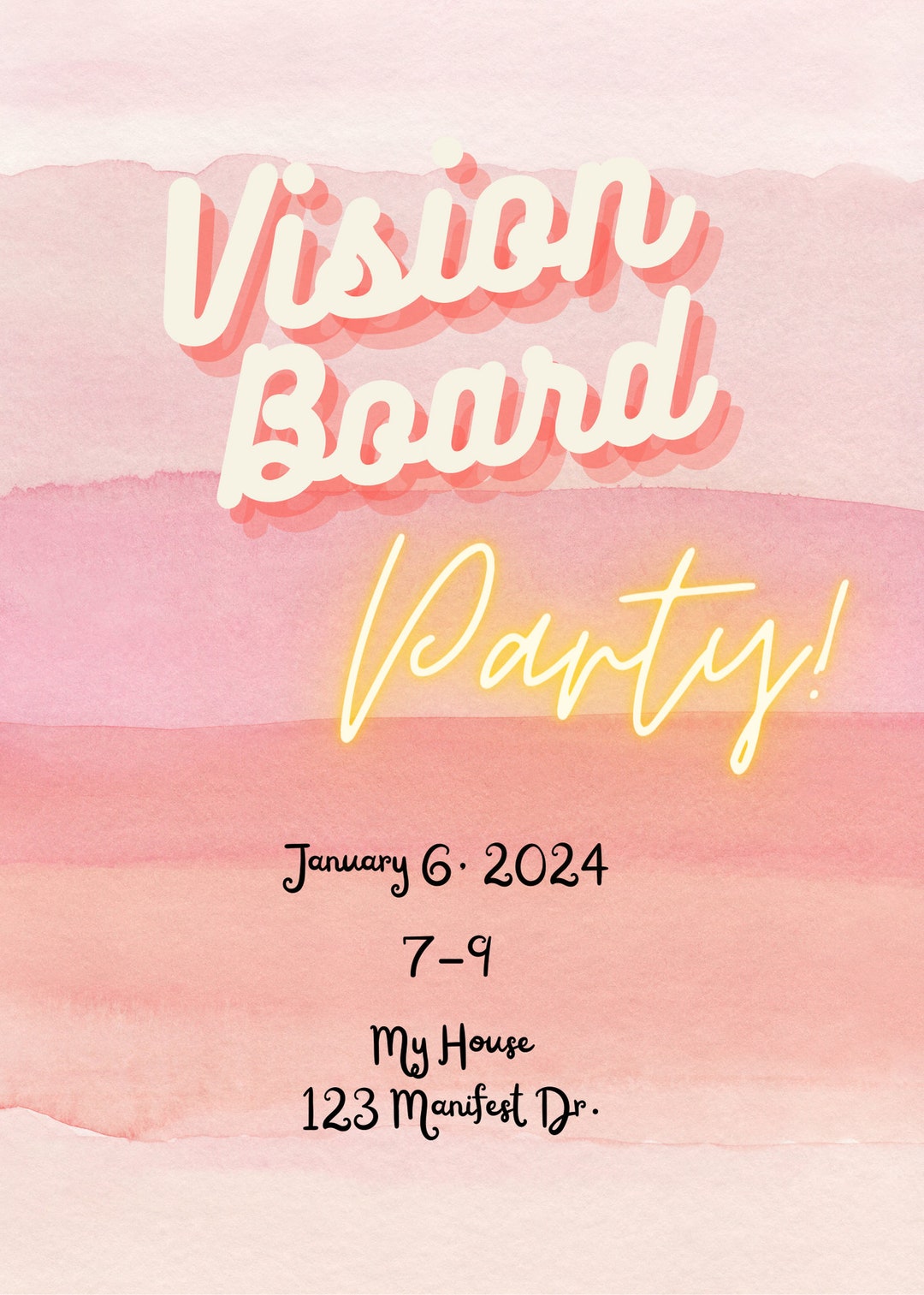 Vision Board Party Invite Printable Template | Vintage-inspired ...