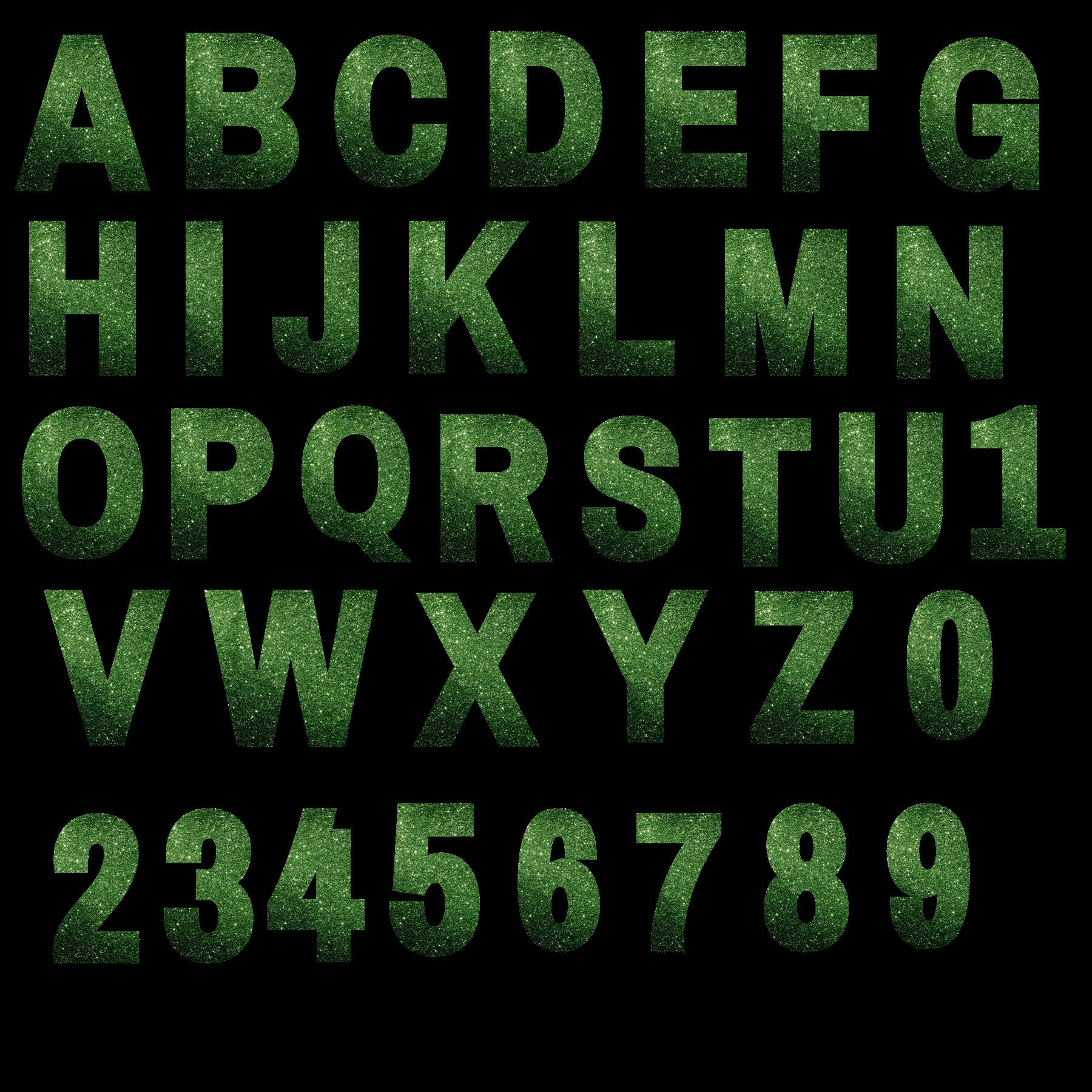 Green Glitter Font Bundle, ABC 123. PNG File. - Etsy