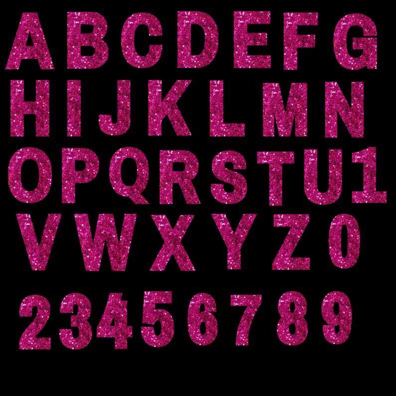 Pink Glitter Font Bundle, ABC 123. PNG File. - Etsy