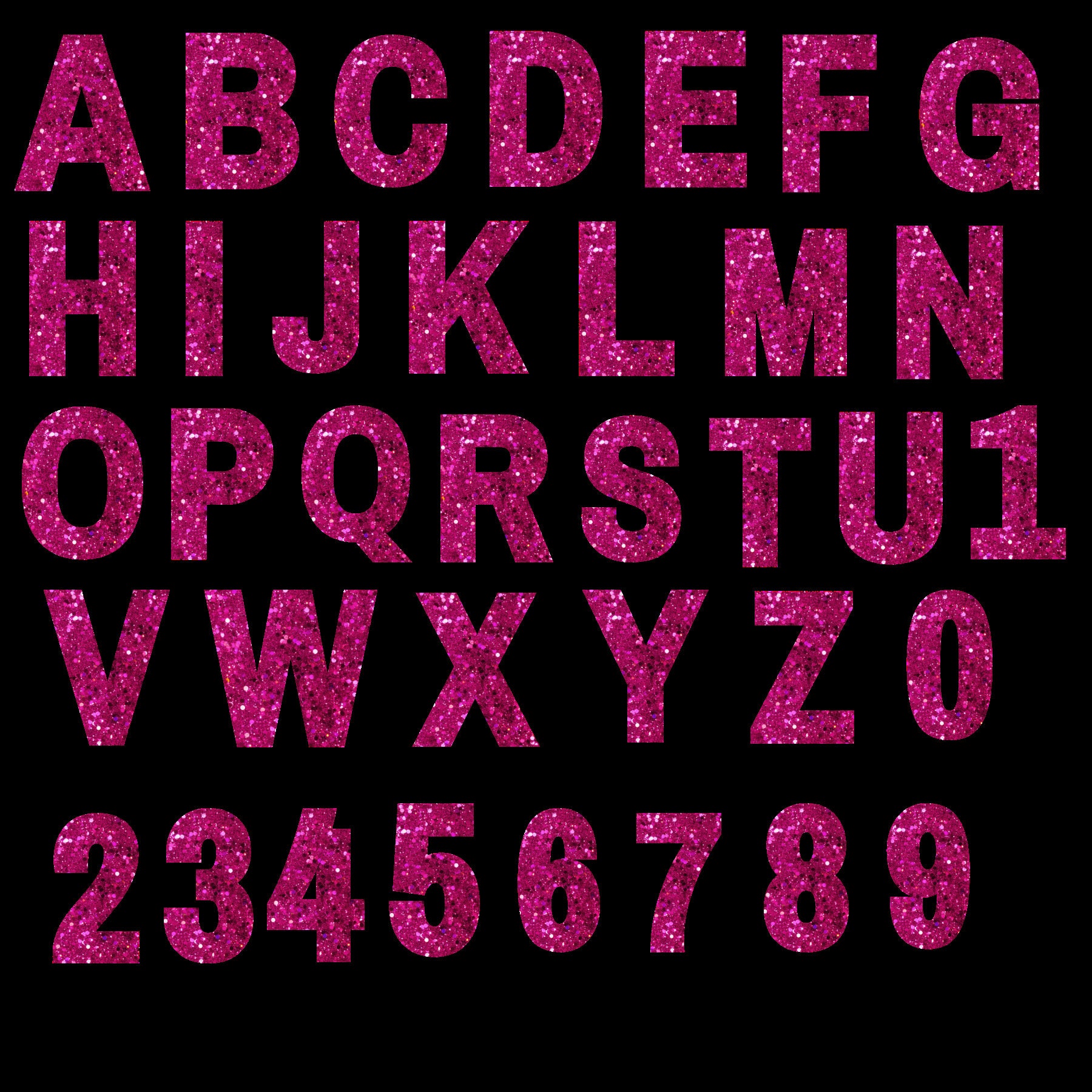 Pink Glitter Font Bundle, ABC 123. PNG File. - Etsy