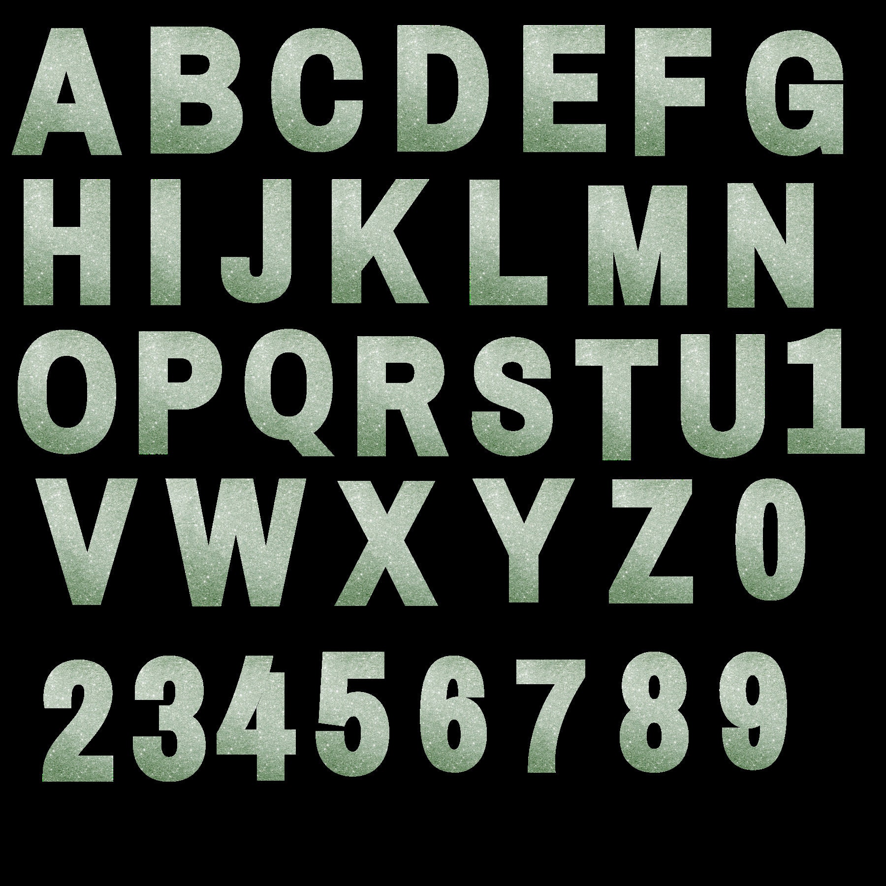 Green Glitter Font Bundle, ABC 123. PNG File. - Etsy