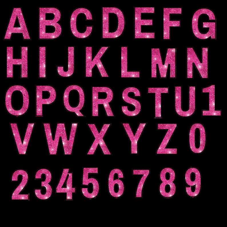 Pink Glitter Font Bundle, ABC 123. PNG File. - Etsy
