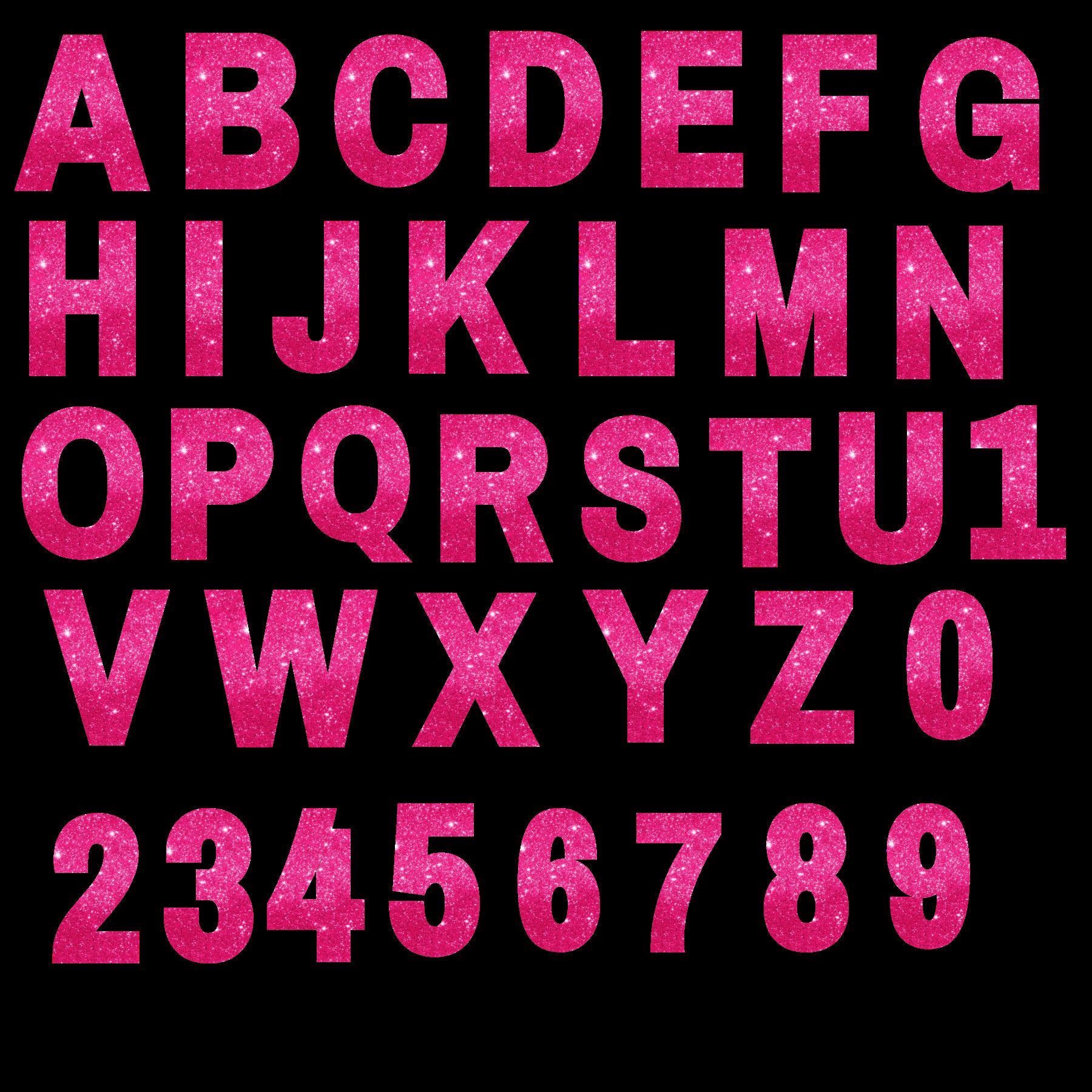 Pink Glitter Font Bundle, ABC 123. PNG File. - Etsy
