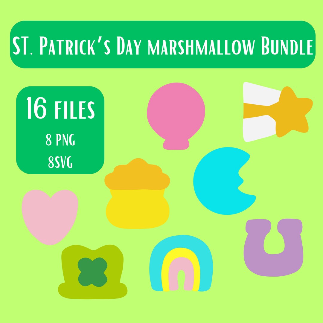 Magical Marshmallow Bundle: St. Patrick’s Day PNG & Marshmallow SVG ...