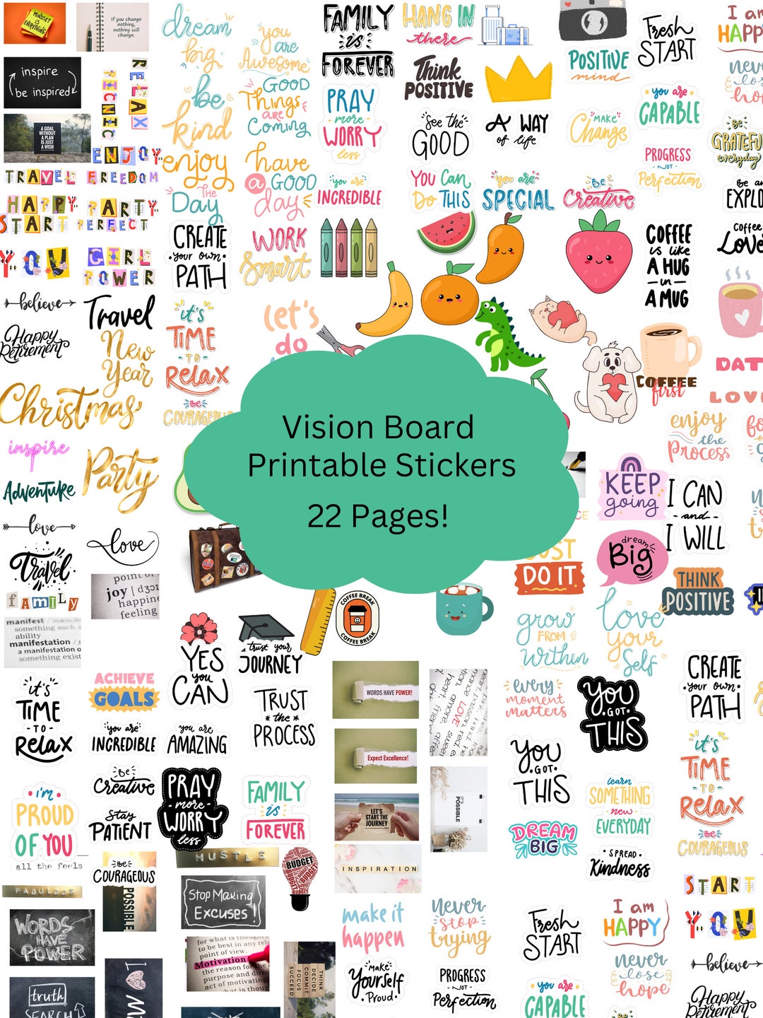 2024 Vision Board Printable Stickers Digital Download - Etsy