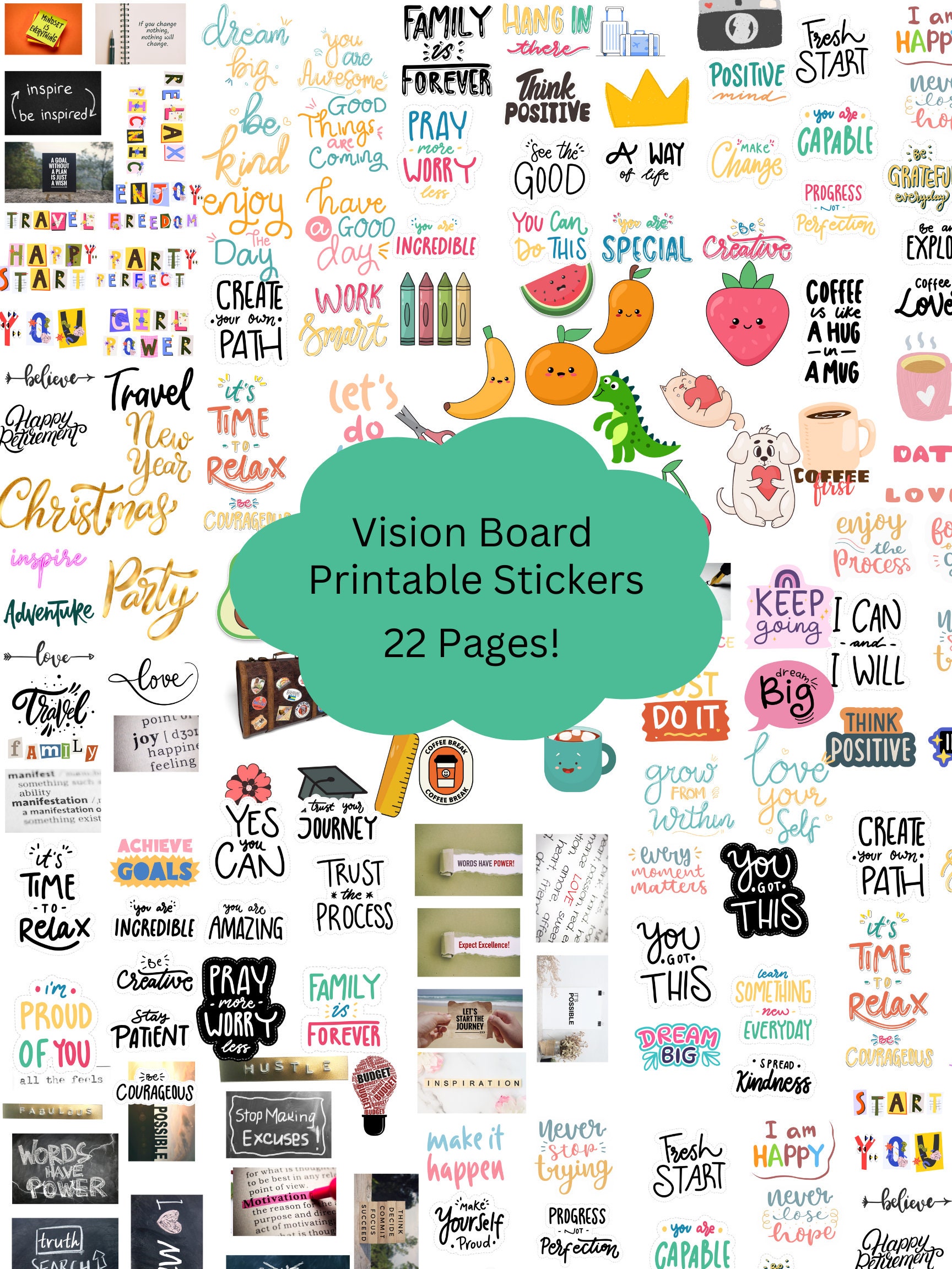 2024 Vision Board Printable Stickers Digital Download - Etsy