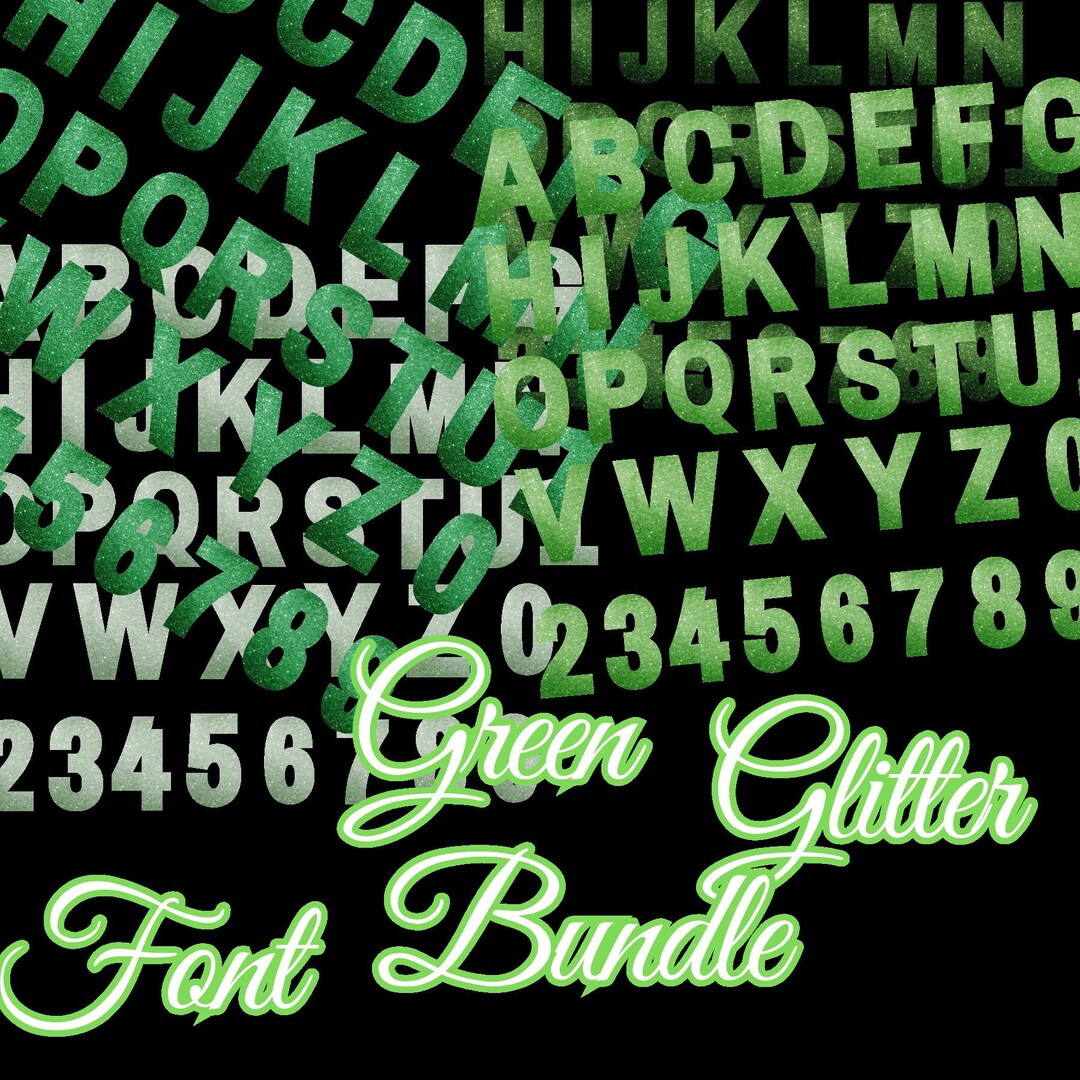 Green Glitter Font Bundle, ABC 123. PNG File. - Etsy