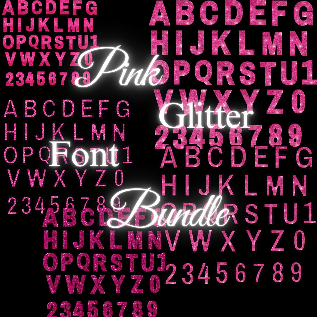 Pink Glitter Font Bundle, ABC 123. PNG File. - Etsy