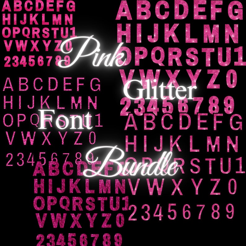 Pink Glitter Font Bundle, ABC 123. PNG File. - Etsy