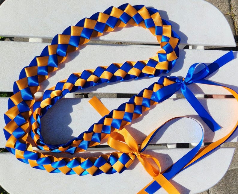 Graduation Ribbon Lei - Orange & Blue - Etsy