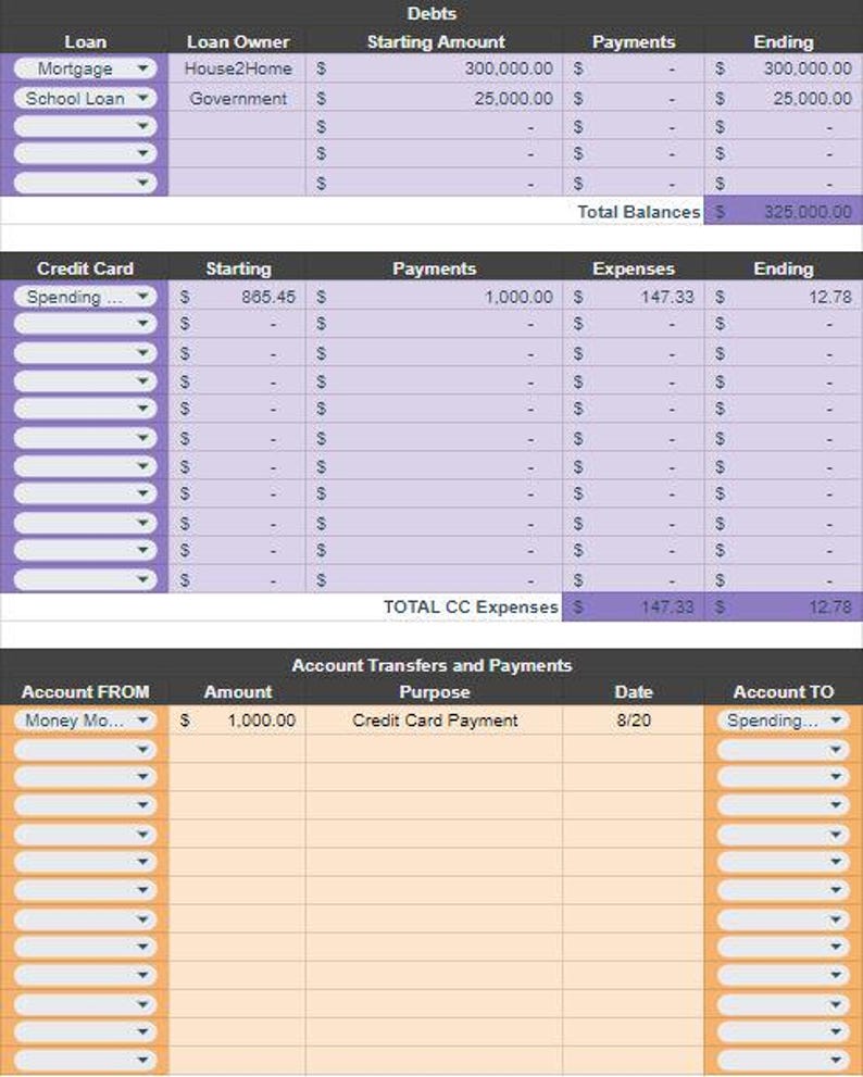 Monthly Budget Worksheet **FULLY CUSTOMIZABLE** - Etsy