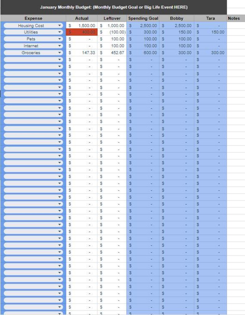 Monthly Budget Worksheet **FULLY CUSTOMIZABLE** - Etsy