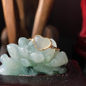 Simple Heart Jade With 18k Gold Ring - Etsy