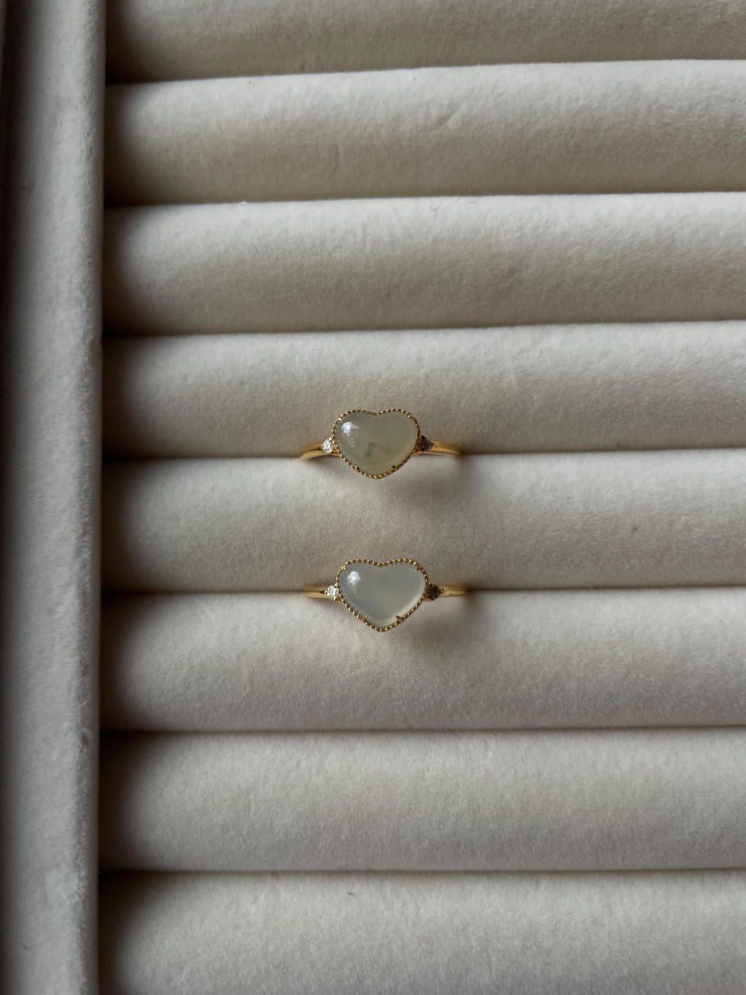 Simple Heart Jade With 18k Gold Ring - Etsy