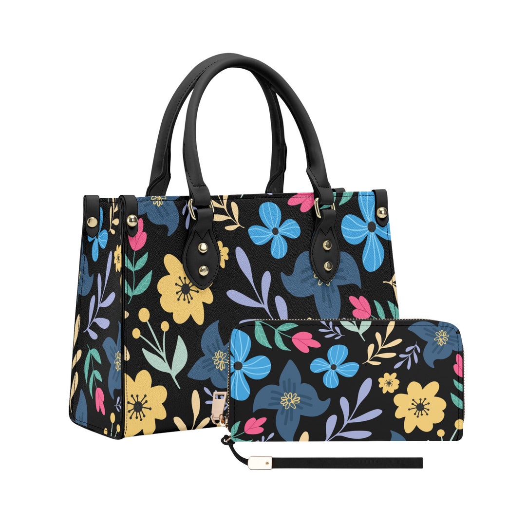 Women's Leather Purse With Vibrant Floral Design, Matching Wallet ...