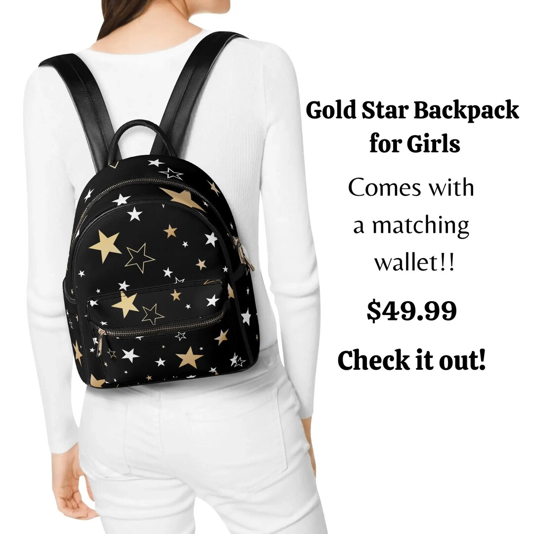Gold Star Backpack for Girls, Trendy Backpack Organizer for School With ...