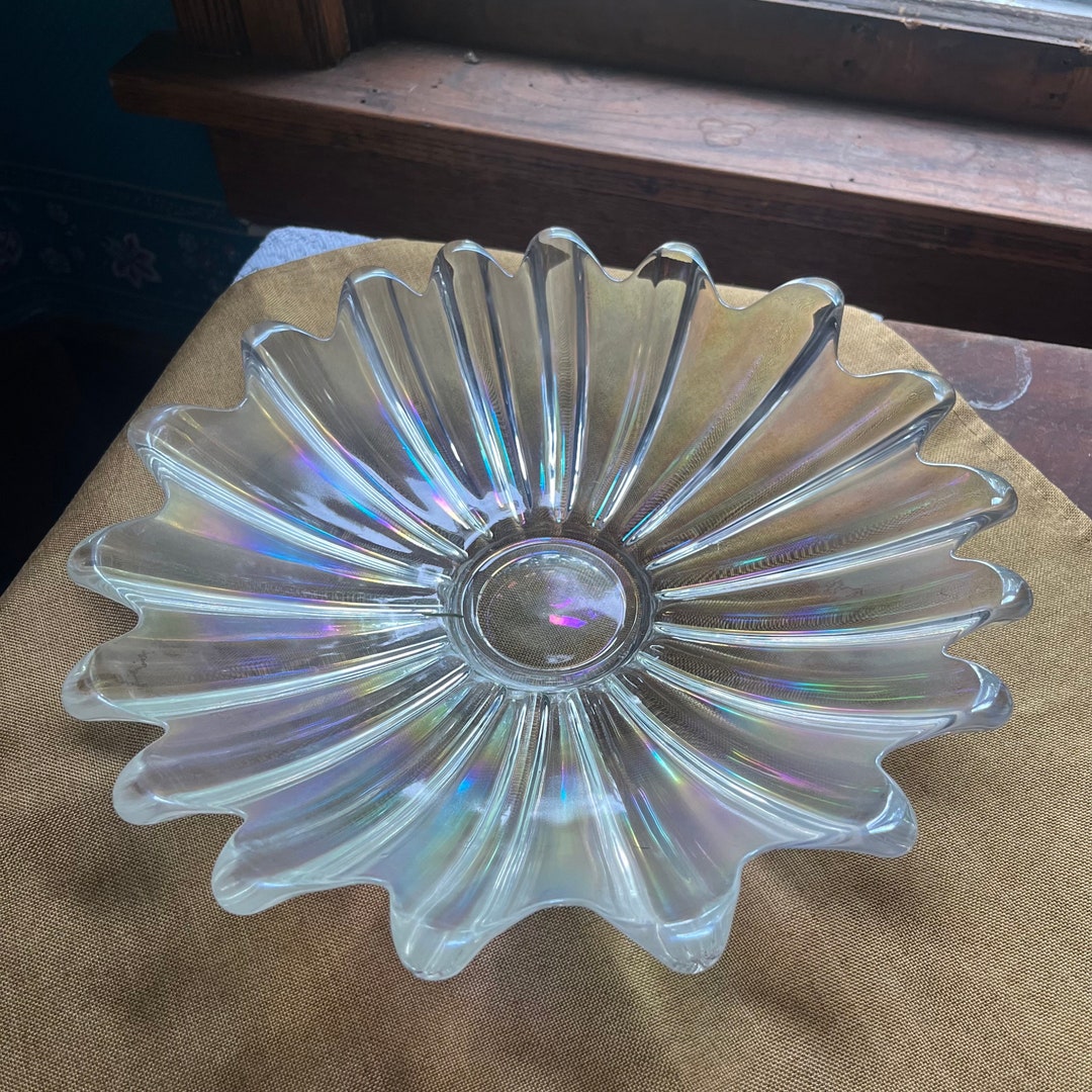 Vintage Federal Glass Celestial Iridescent Bowl 11 - Etsy