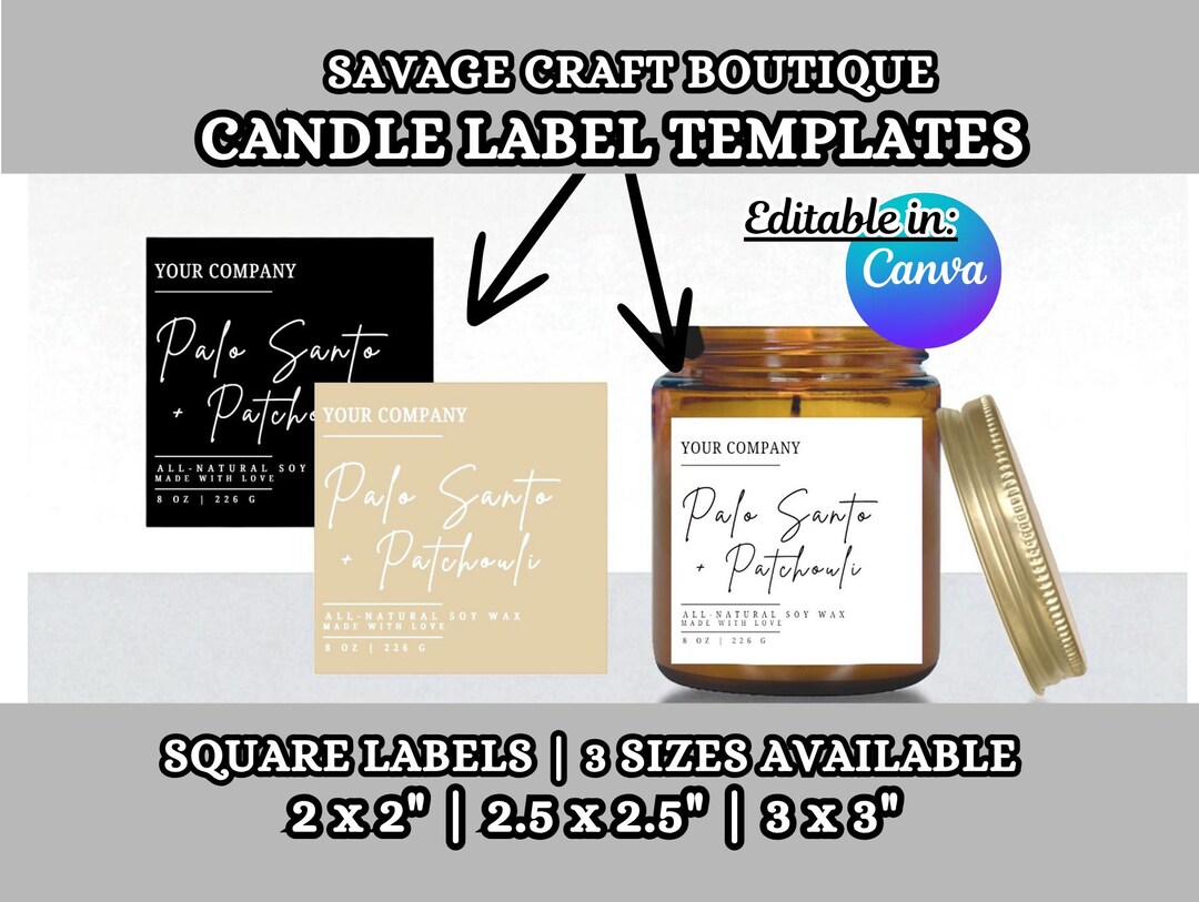 Editable Candle Label Template Bundle, Canva Edit, Minimalist Candle ...