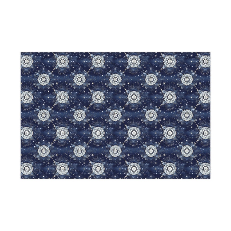 Starry Night Wrapping Paper, Single Star on Deep Blue, Eco-friendly ...