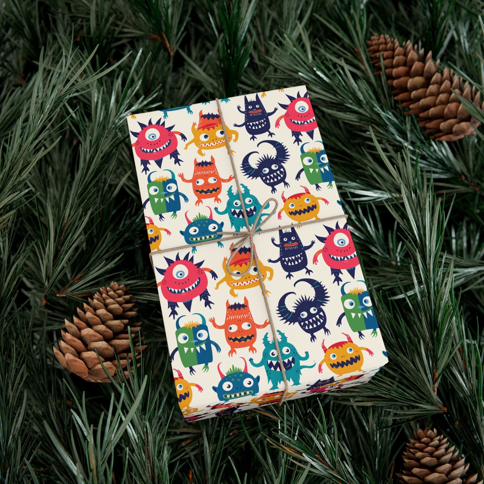Funny Cute Monsters Wrapping Paper - Colorful & Playful, Perfect for ...