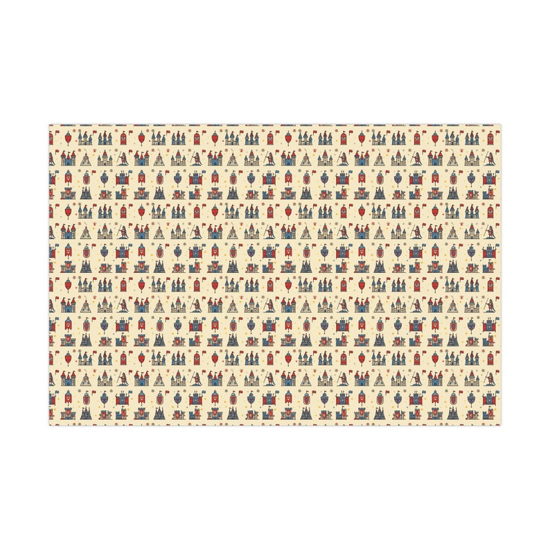 Medieval Castle & Royal Characters Wrapping Paper - Knight and Princess ...