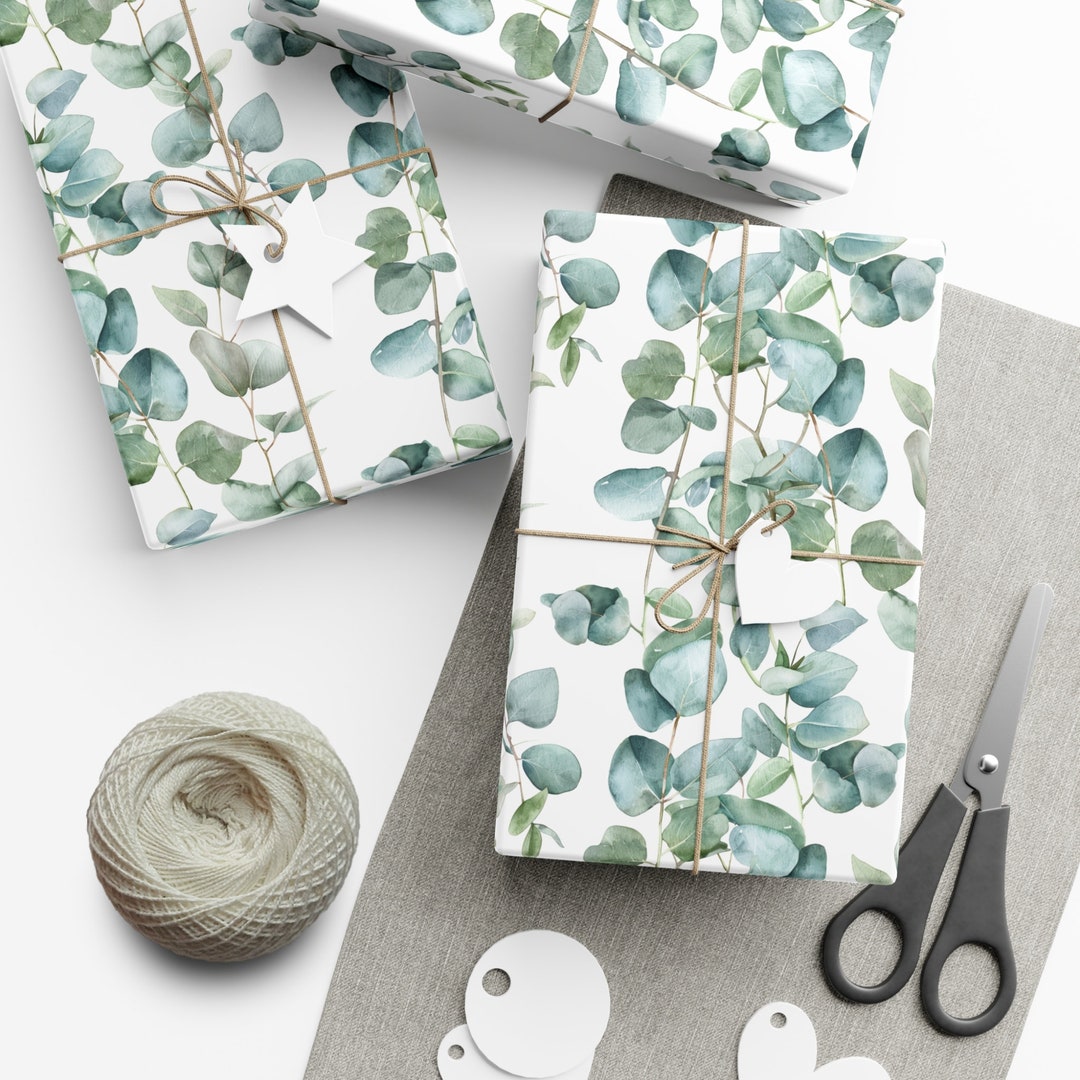 Watercolor Eucalyptus Leaves Wrapping Paper - Soft Green Pastels on ...