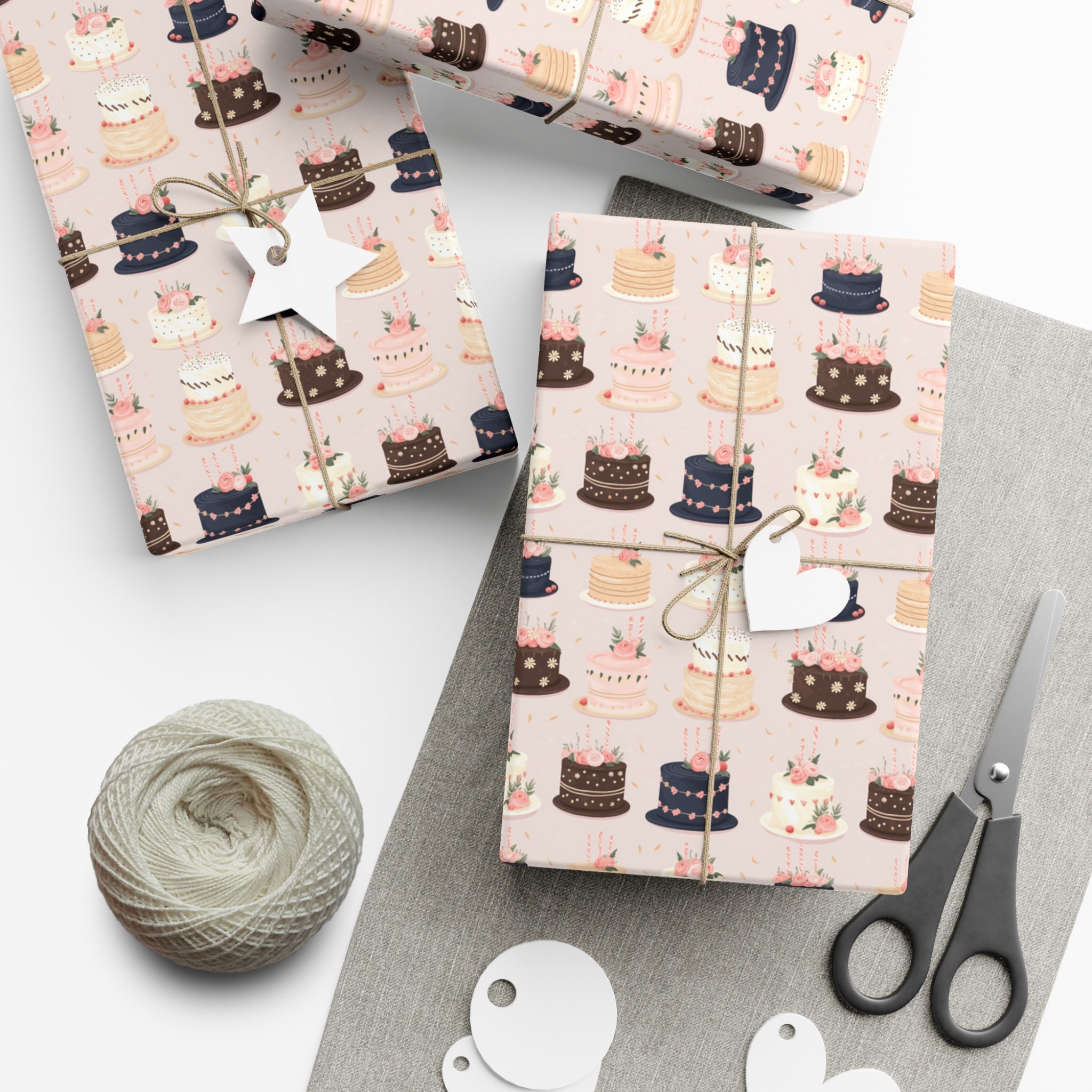 Royal-inspired Elegant Birthday Cake Wrapping Paper - Intricate Icing ...