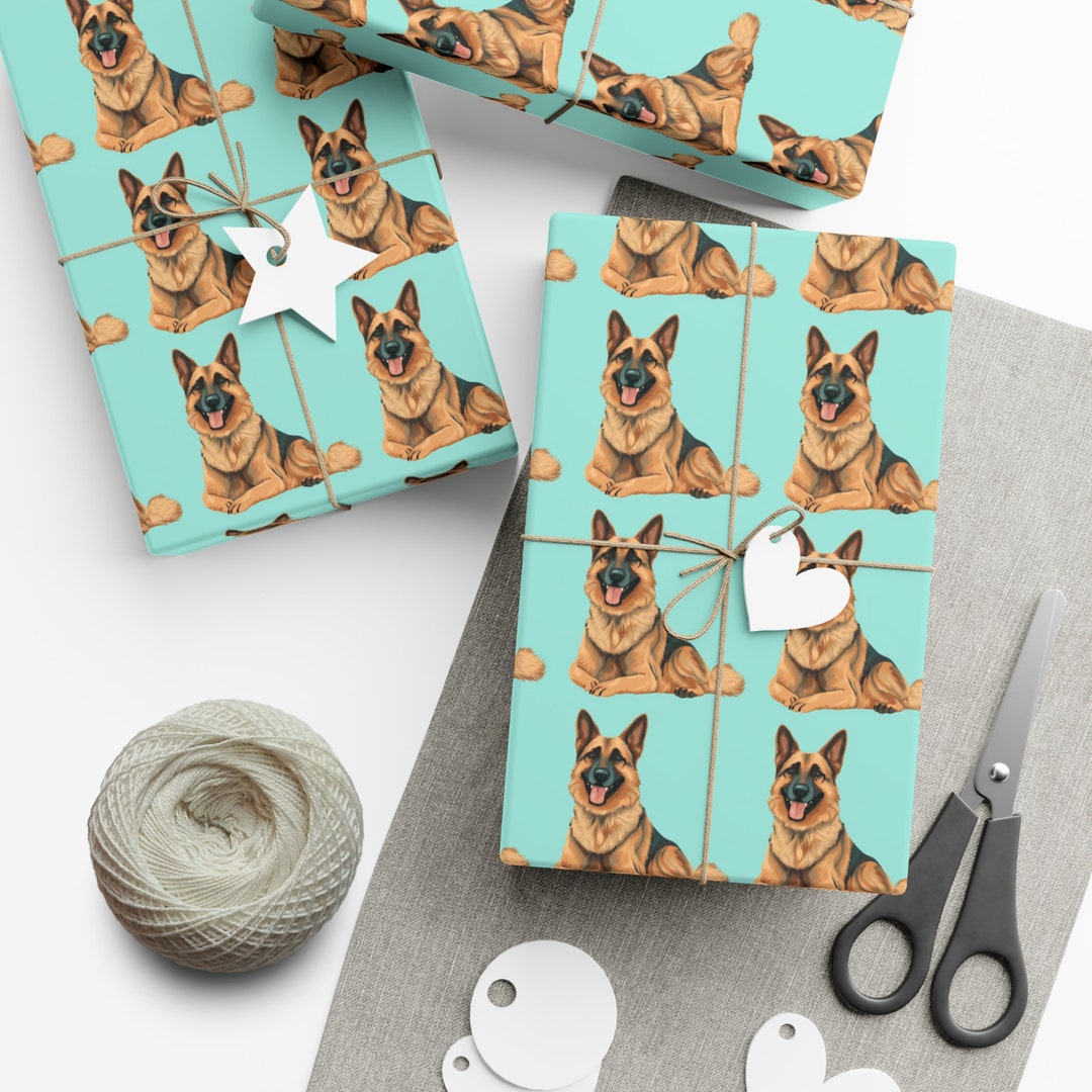 German Shepherd Illustration Wrapping Paper - Quirky Dog Design on ...