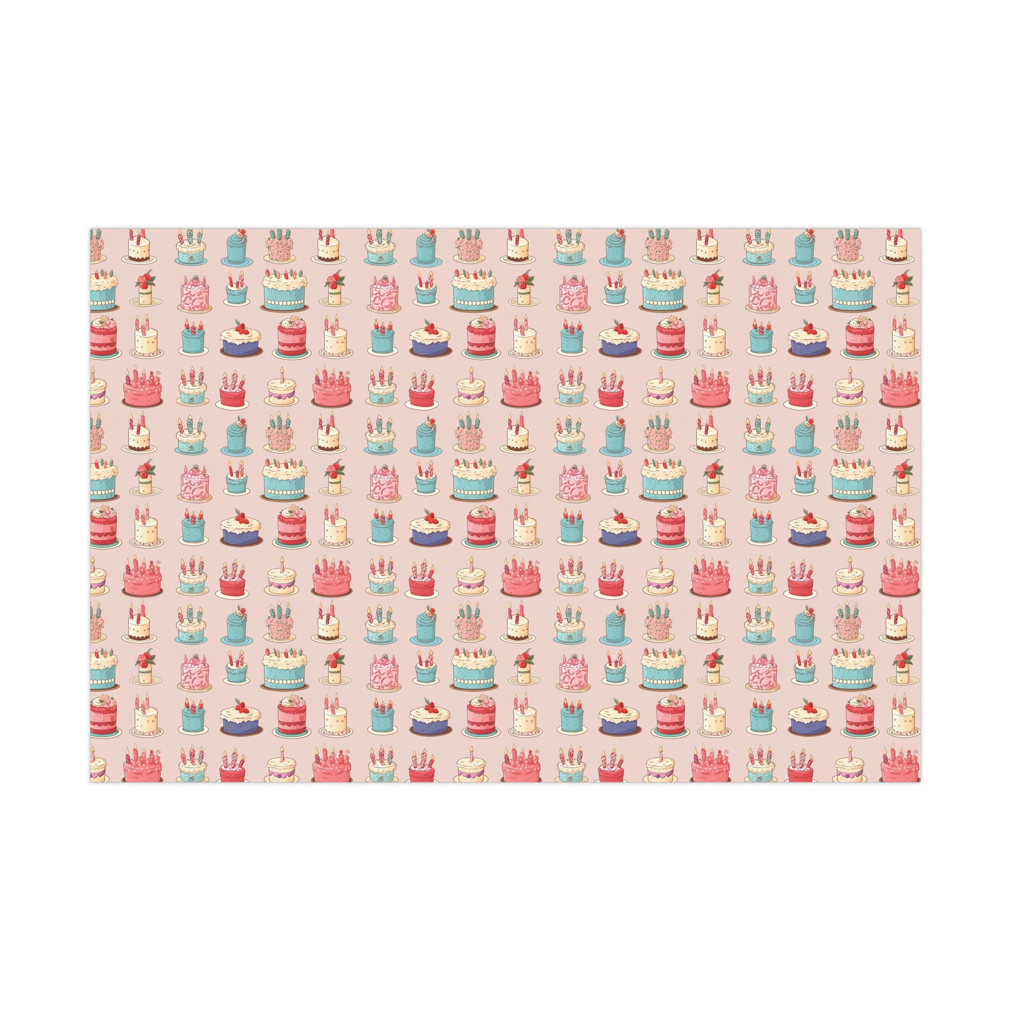 Cartoon-style Birthday Cakes Wrapping Paper Diverse Designs on Soft ...