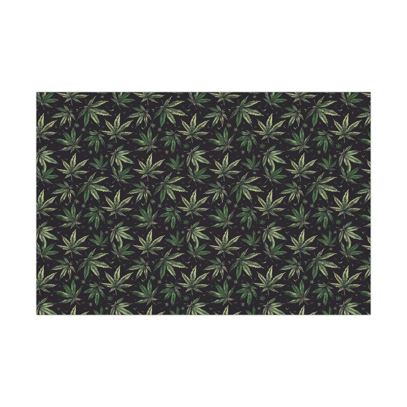 Elegant Marijuana Leaves Wrapping Paper Botanical Theme on Dark ...