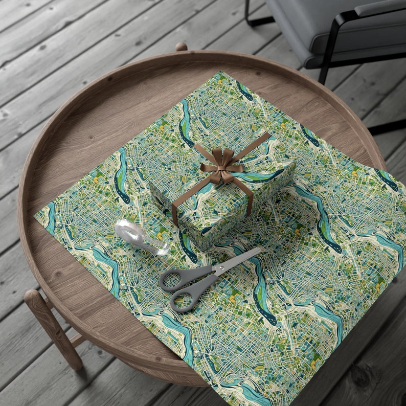 Vintage City Map Wrapping Paper - Aerial View Design, Ideal for Urban ...
