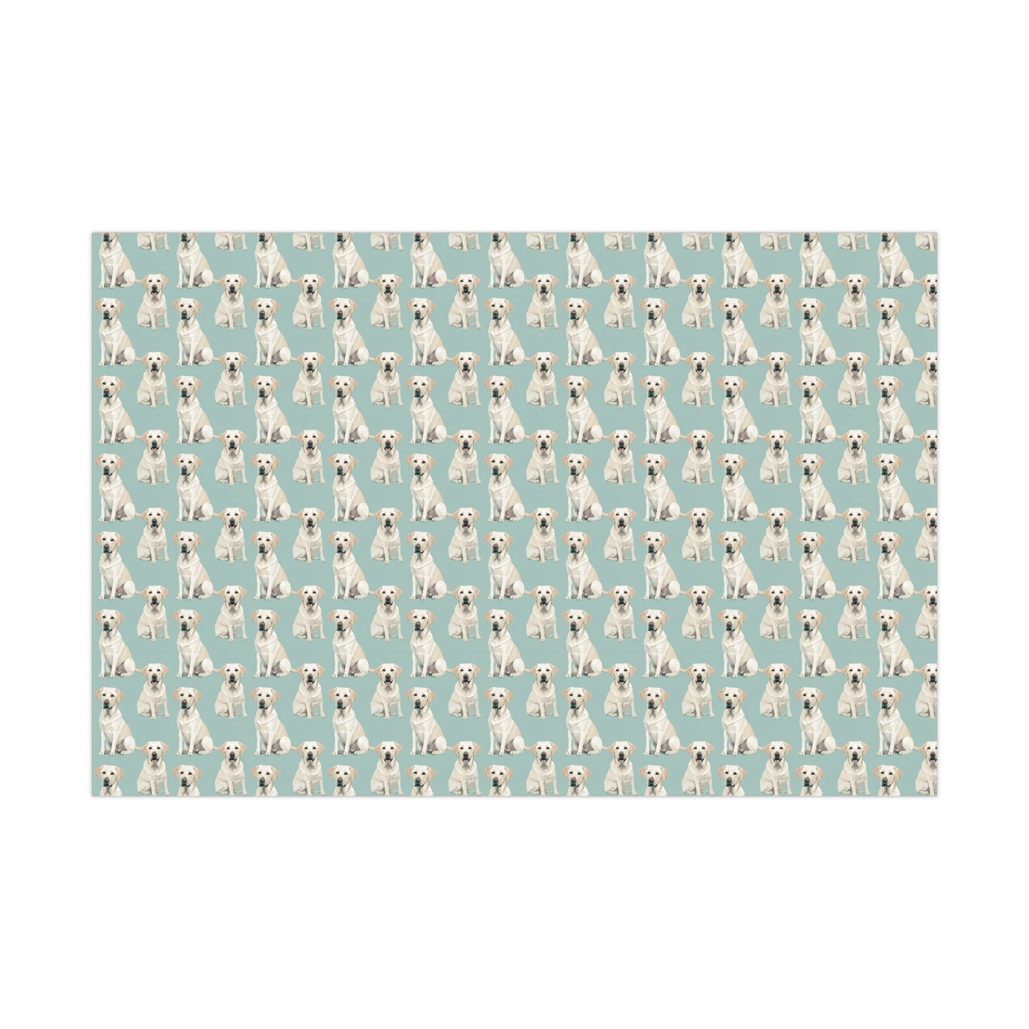 Cute Yellow Labrador Wrapping Paper - Adorable Dog Illustration on Blue ...