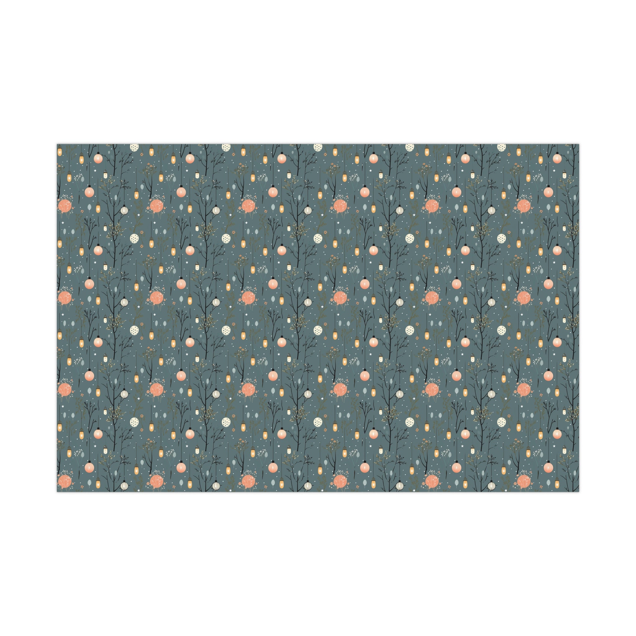 Hanging Lanterns With Floral Elements Wrapping Paper sold by Eartha ...