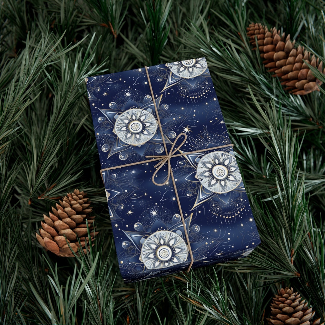 Starry Night Wrapping Paper, Single Star on Deep Blue, Eco-friendly ...