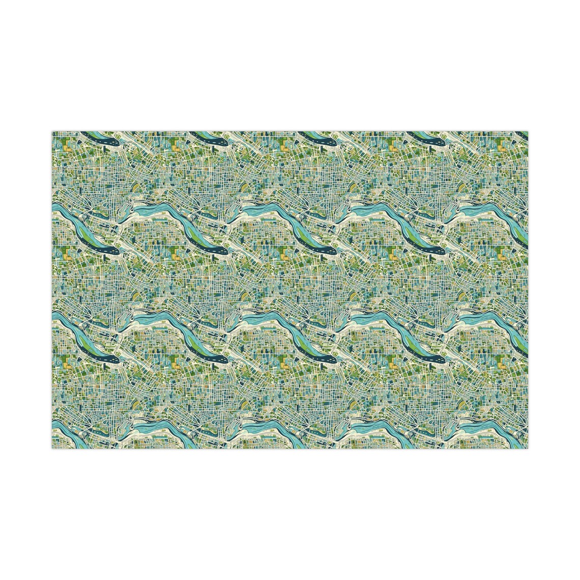 Vintage City Map Wrapping Paper - Aerial View Design, Ideal for Urban ...