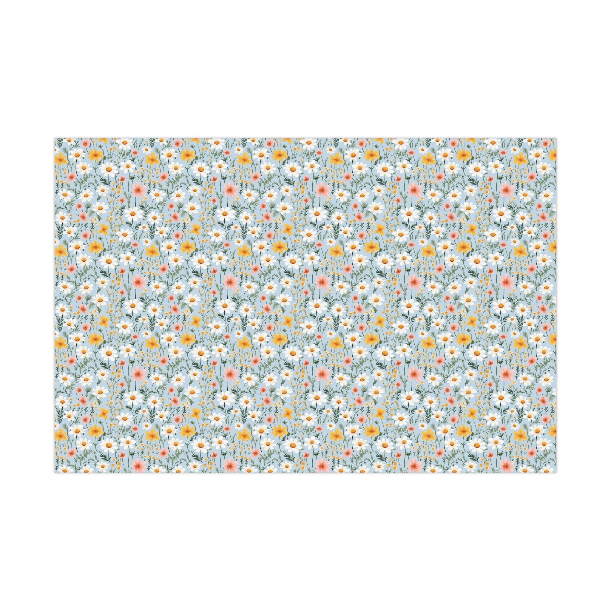 Wildflowers & Daisies Wrapping Paper - Beautiful Floral Motif on Light ...