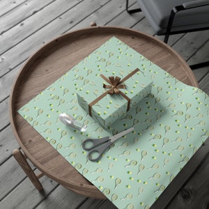 Tennis Lover's Wrapping Paper - Rackets & Balls on Light Green, Perfect ...