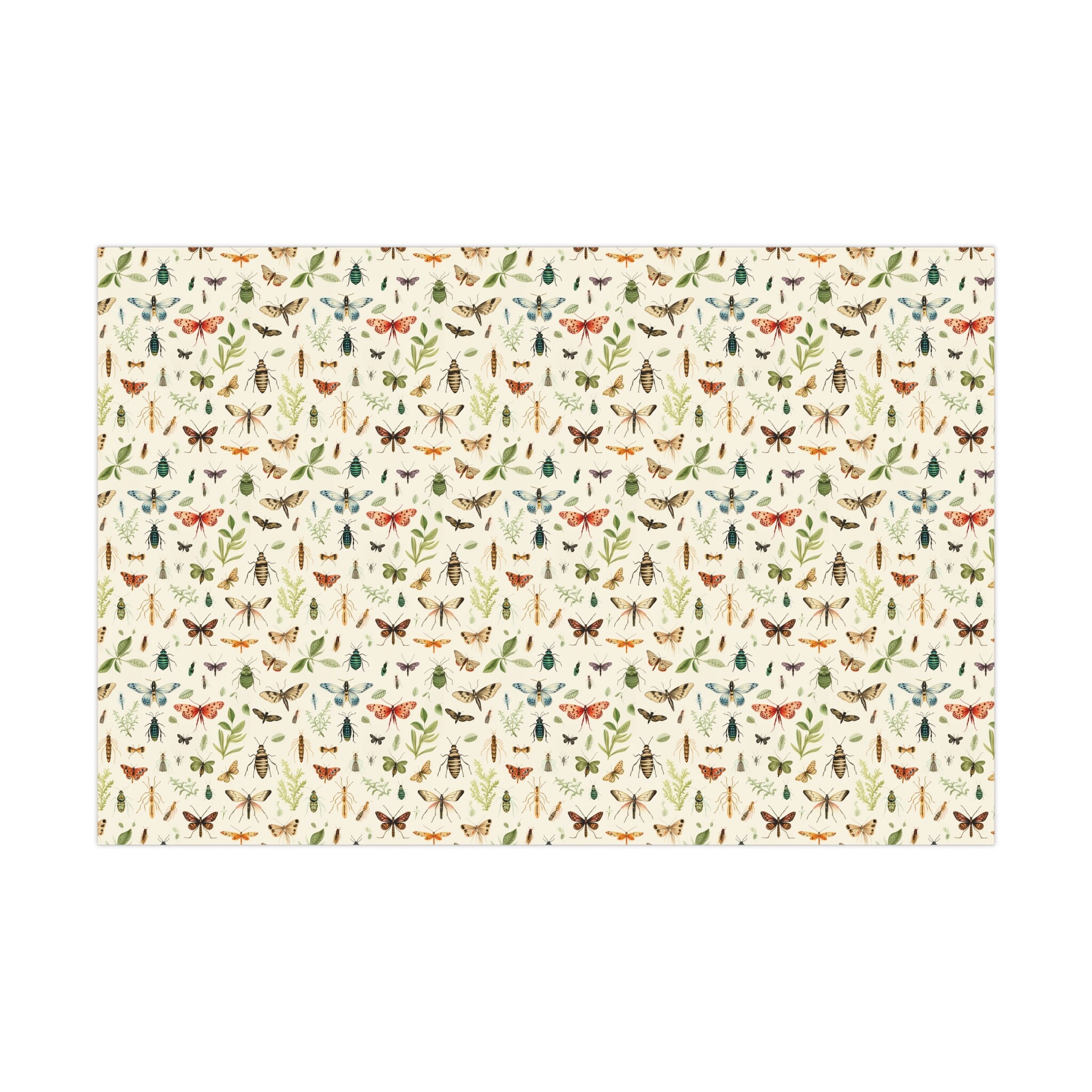 Colorful Insect Illustration Wrapping Paper - Vintage Botanist Style ...