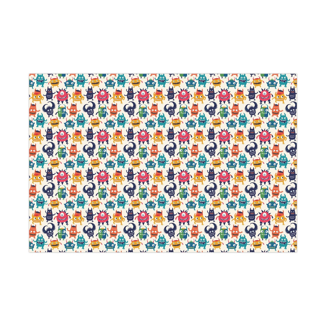 Funny Cute Monsters Wrapping Paper - Colorful & Playful, Perfect for ...