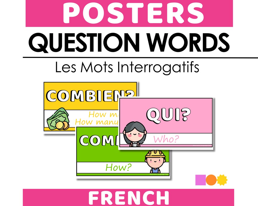 French Posters Question Words for Classroom Decoration Printable Poster ...